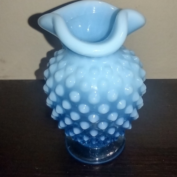 Fenton | Art | Vintage Fenton Glass Hobnail Vase 3 2 Blue Opalecent ...